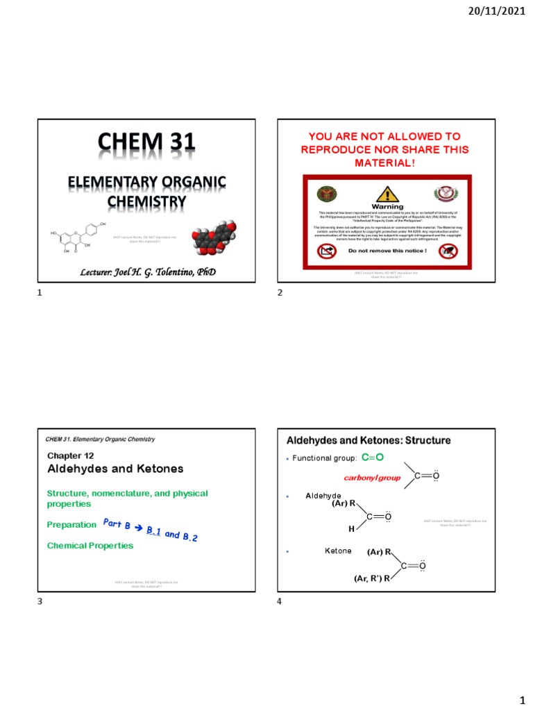Chapter 12 Aldehydes and Ketones | PDF | Aldehyde | Ketone