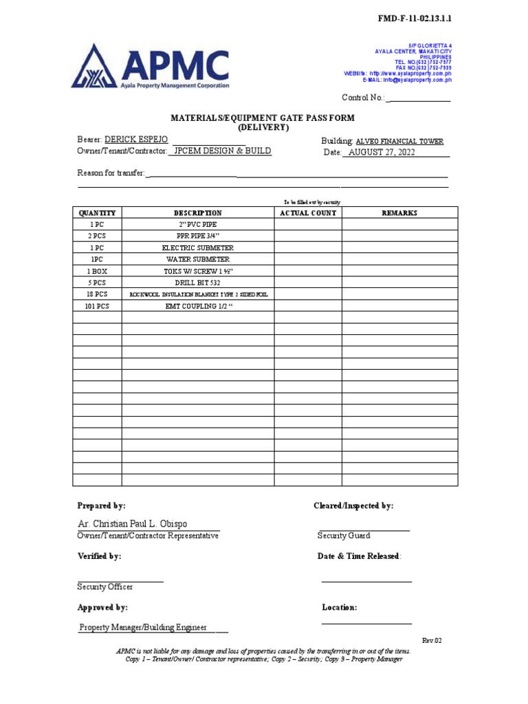 Delivery Permit 08-27-22 - D1B | PDF | Materials | Economic Sectors