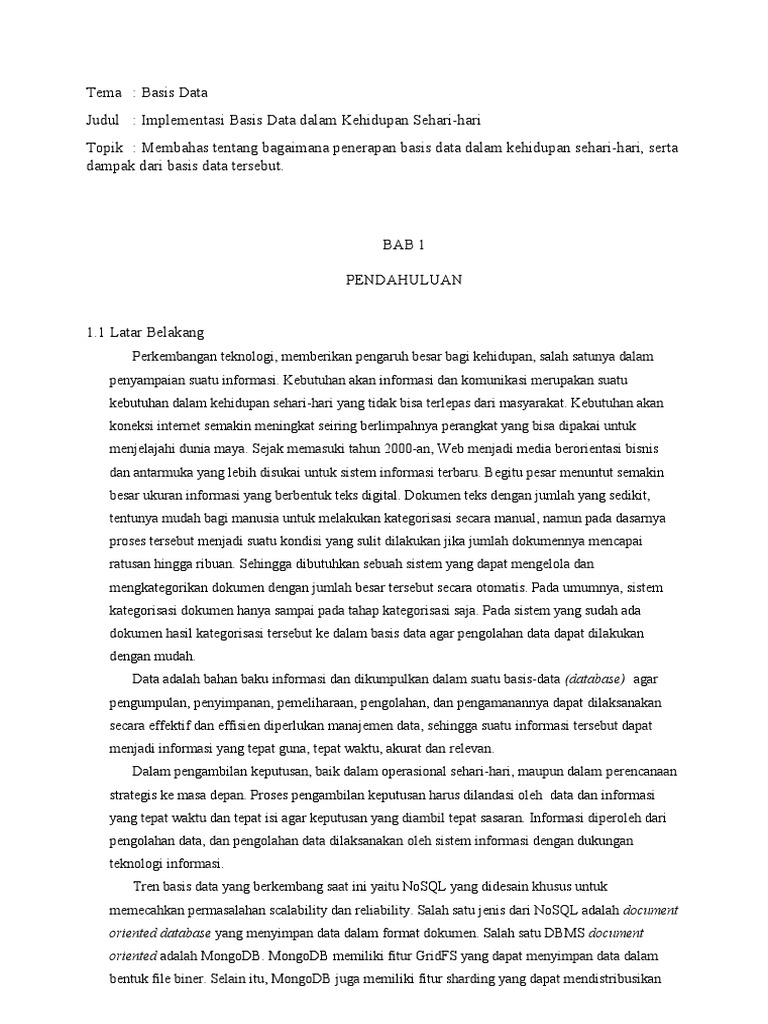 DATABASE IMPLEMENTATION IN DAILY LIFE | PDF