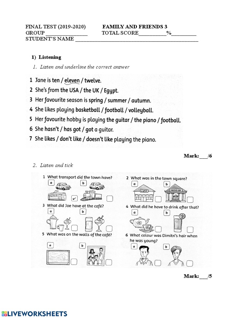 Listen and Underline The Correct Answer: 1) Listening | PDF