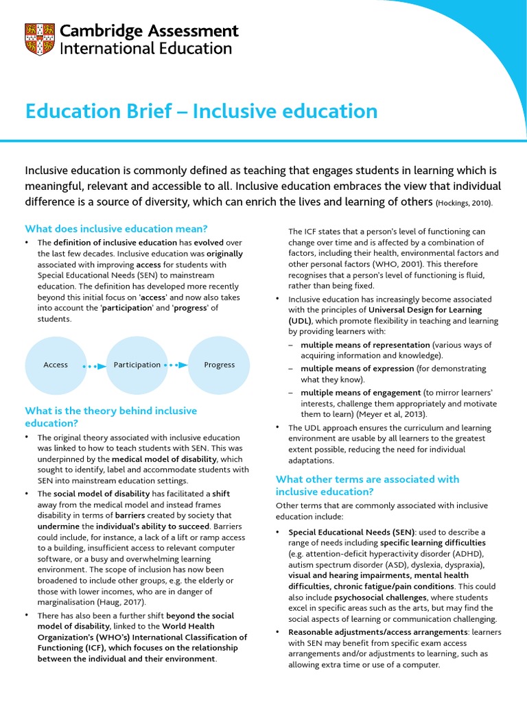 Education Brief Inclusive Education | PDF | Inclusion (Education ...