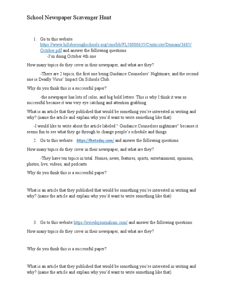 Exploring Local Student Newspapers: Insights and Article Ideas | PDF