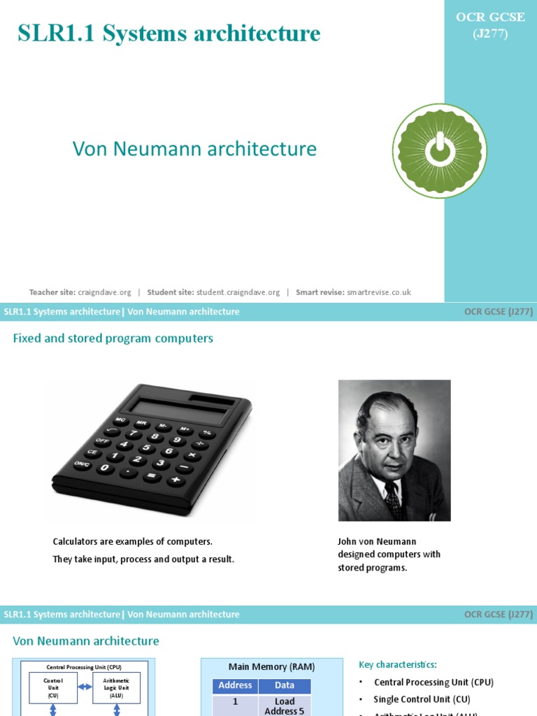 GCSE OCR 1.1 Von Neumann Architecture | PDF | Central Processing Unit | Cpu Cache