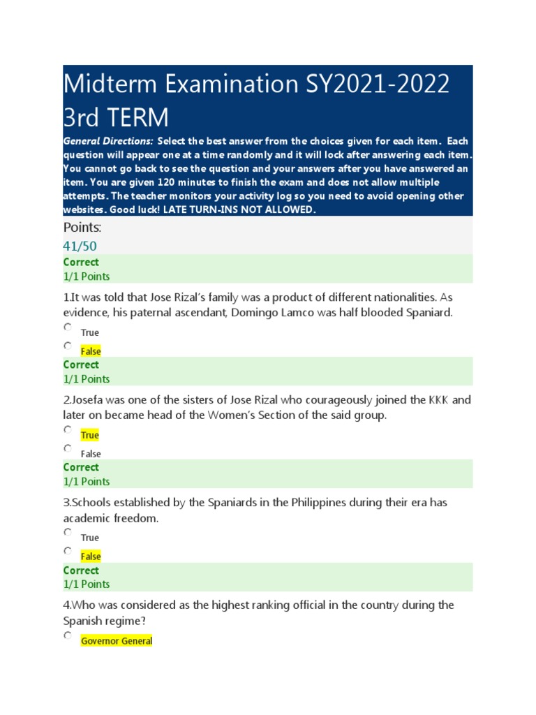 Rizal Midterm (Prof Ramos) | PDF | Philippines