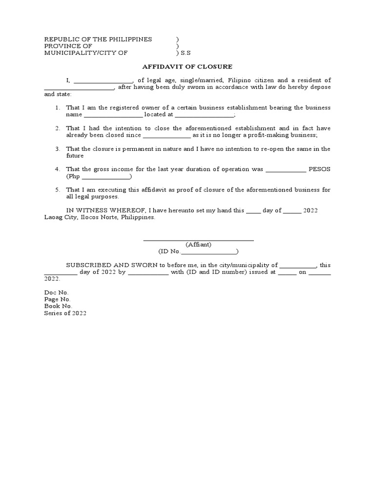 Affidavit of Closure | PDF