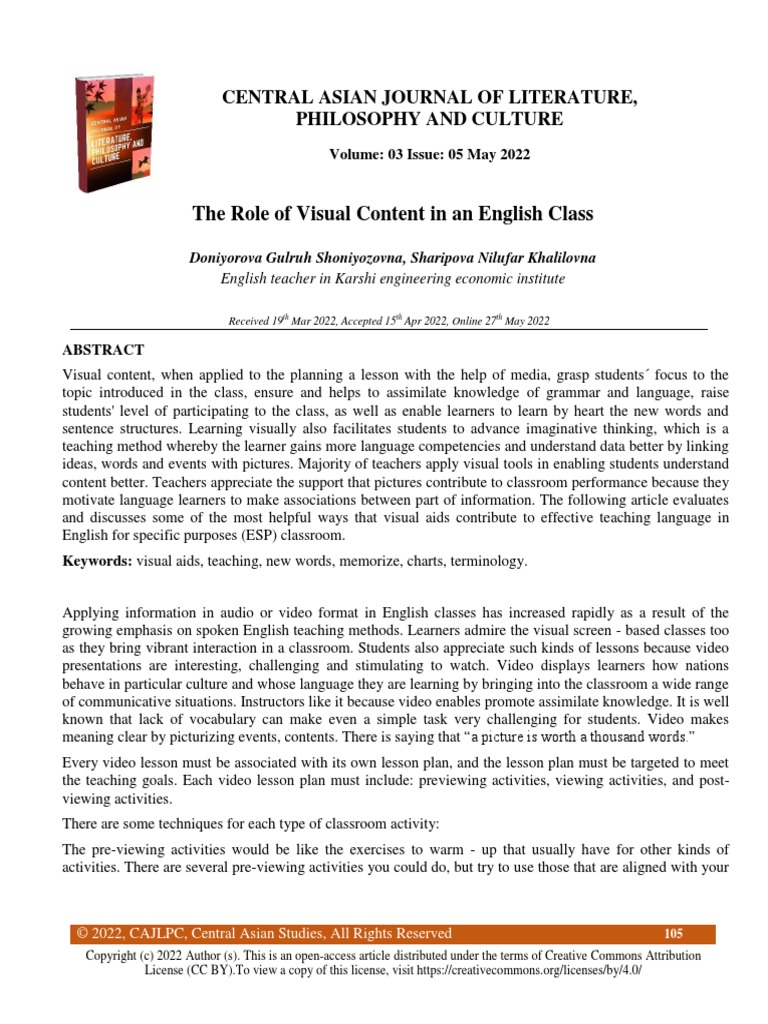 The Role of Visual Content in An English Class | PDF | Teaching Method ...