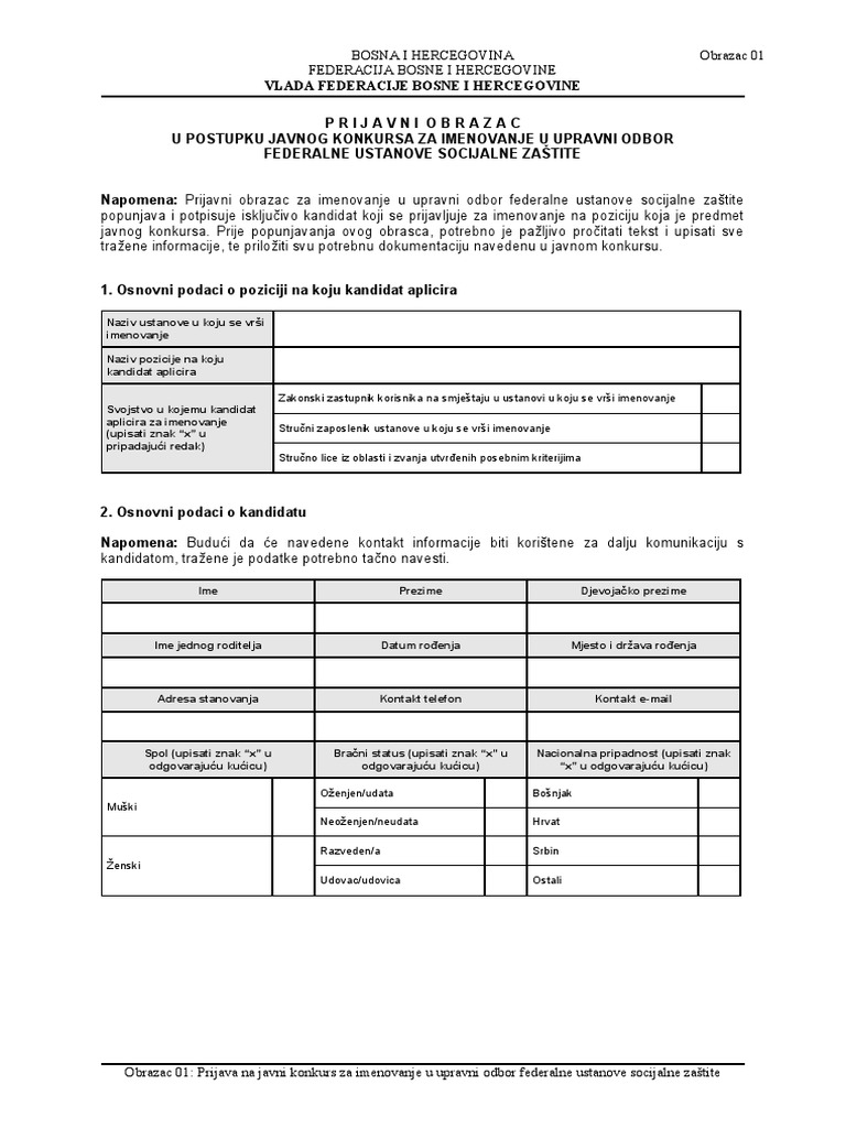 Prijavni Obrazac Za UO | PDF