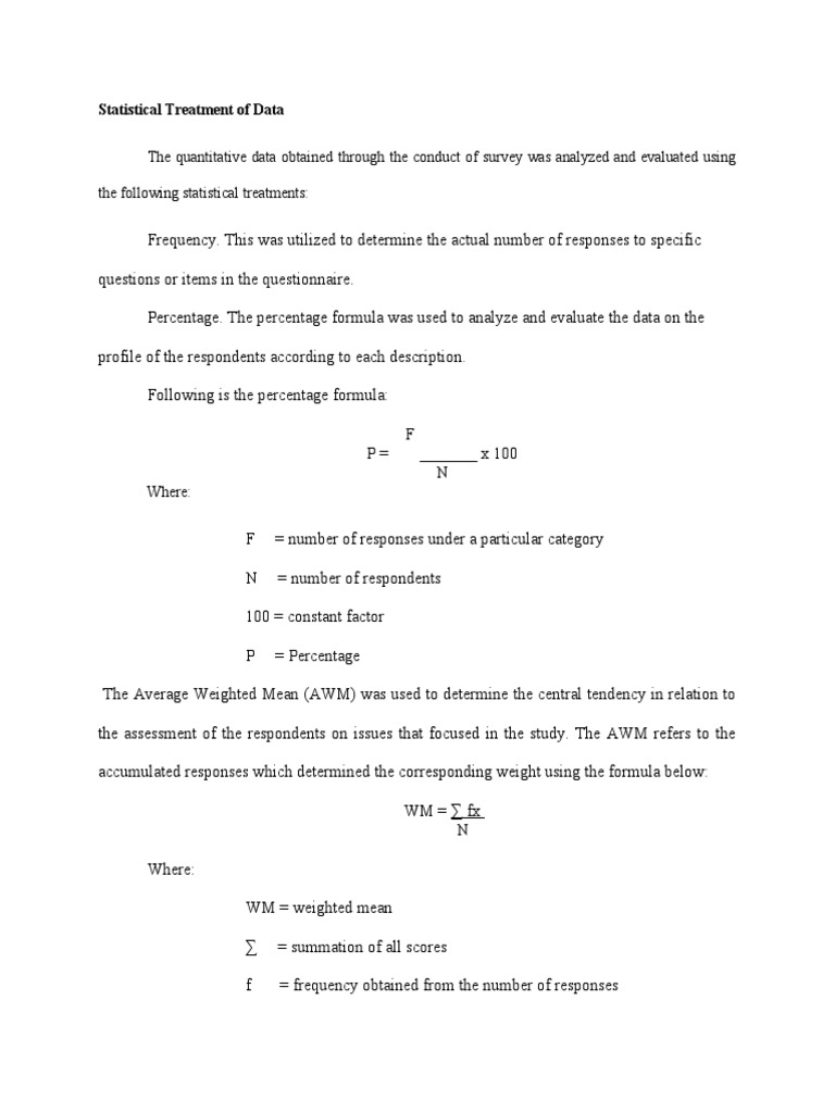 The Quantitative Data Obtained Through The Conduct of Survey Was Analyzed and Evaluated Using ...