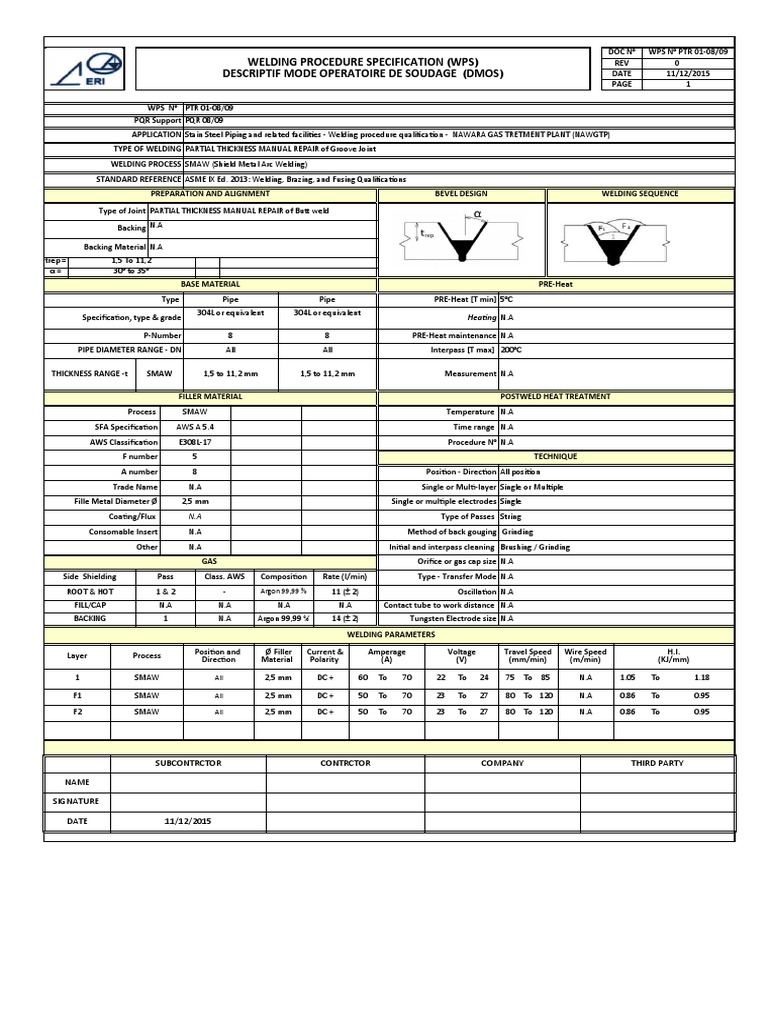 WPS PTR 01-08-09 | PDF | Construction | Welding