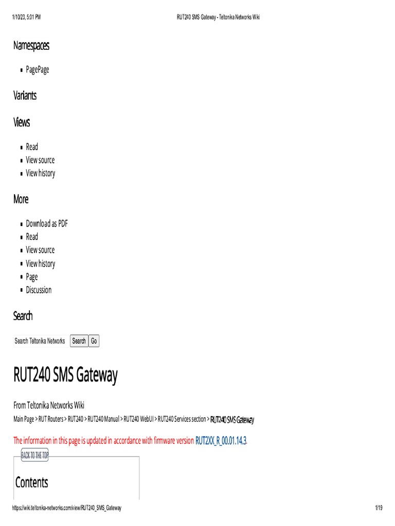 RUT240 SMS Gateway - Teltonika Networks Wiki | PDF