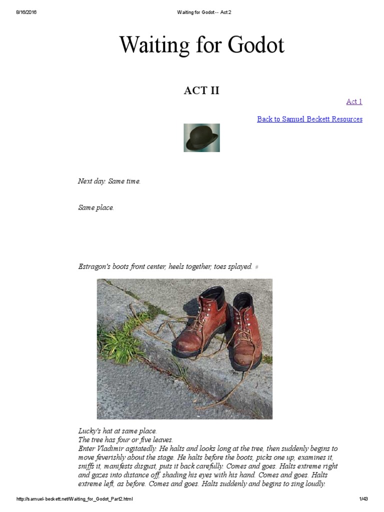 Waiting for Godot: Act 2 Text | PDF | Samuel Beckett