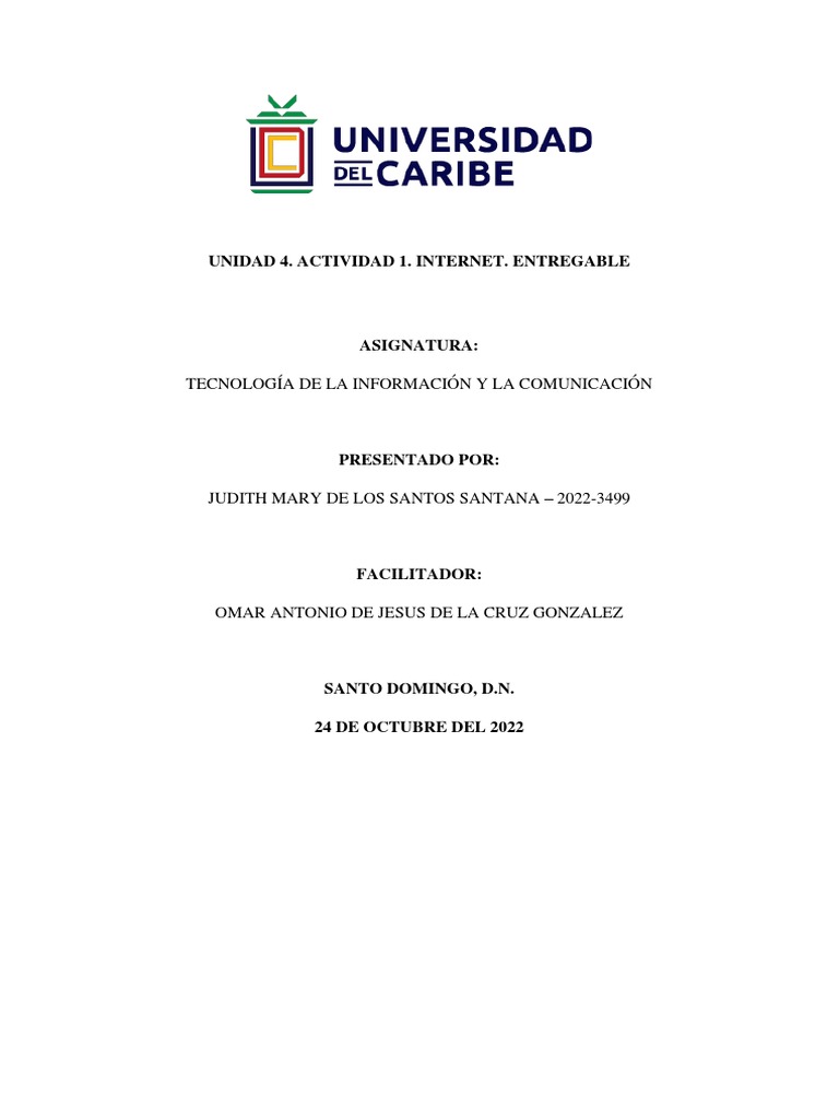 Unidad 4. Actividad 1. Internet. Entregable | PDF | Internet ...