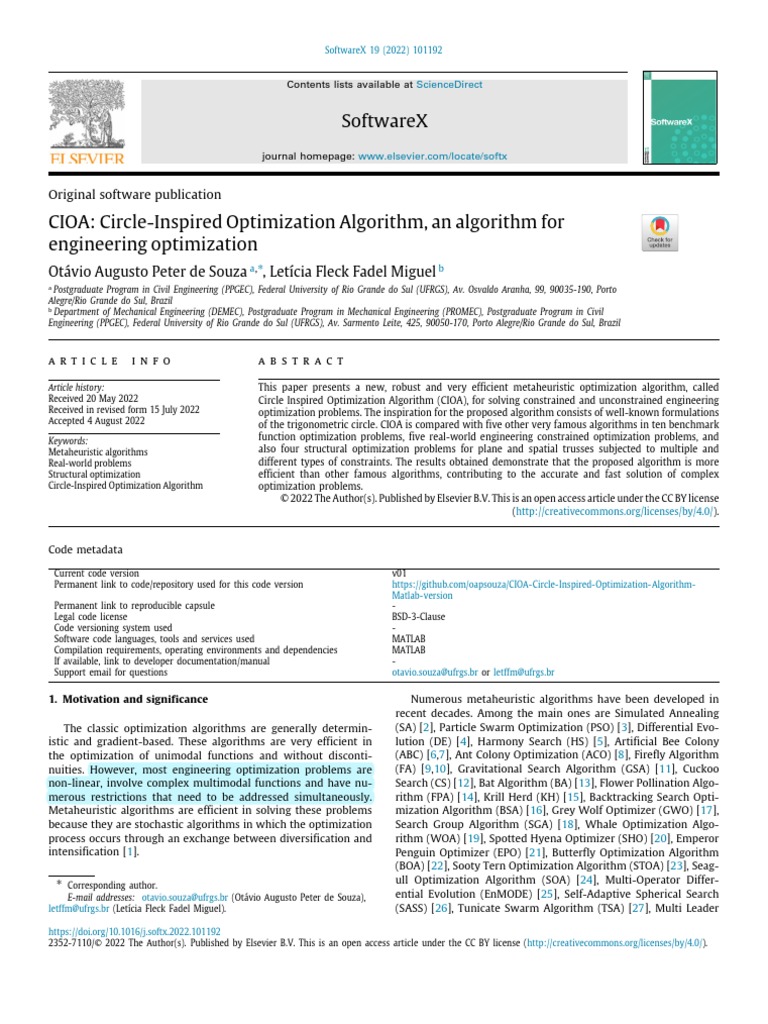 Ciao Algorithm | PDF | Mathematical Optimization | Metaheuristic
