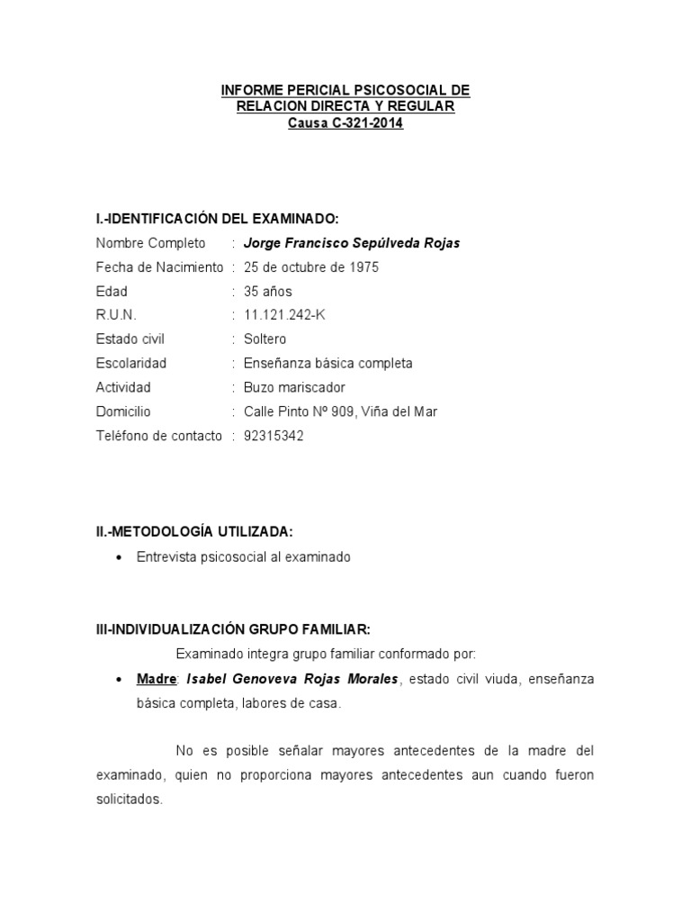 Informe Social de Relacion Directa y Regular | PDF