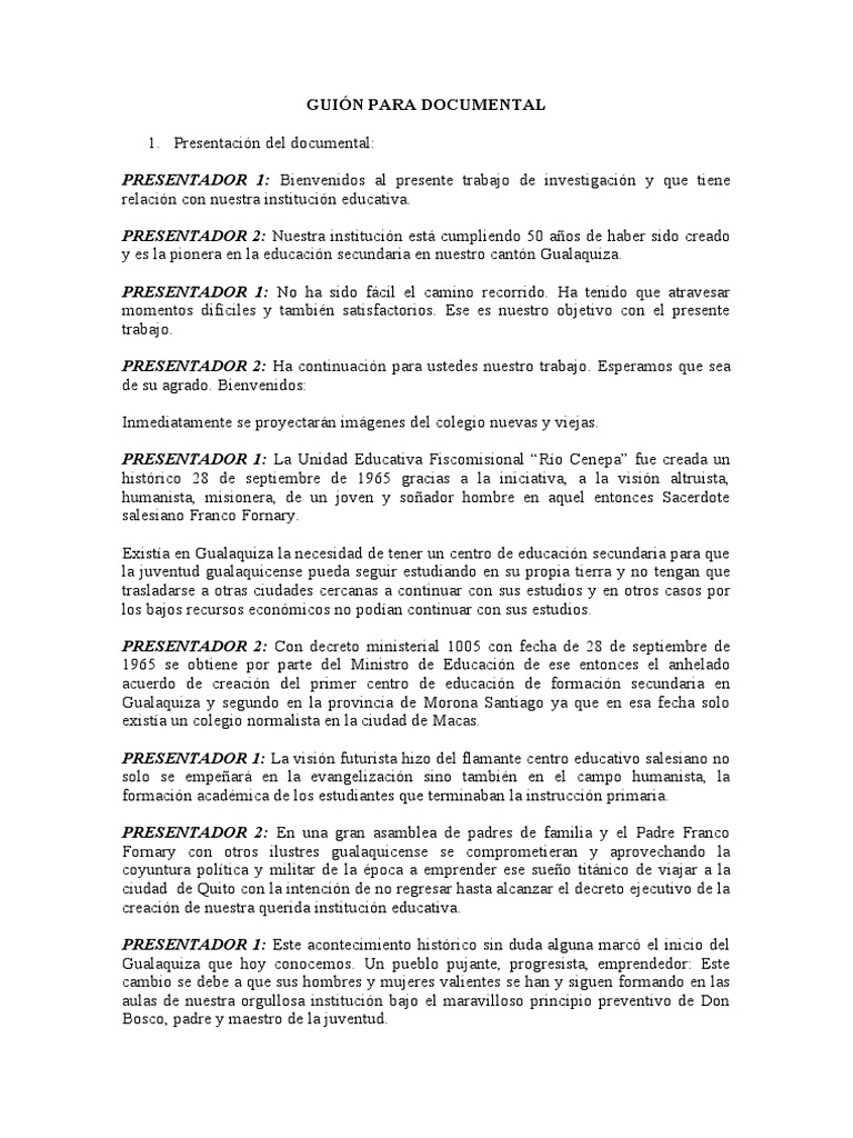 Libreto para Documental | PDF | Iniciativa empresarial