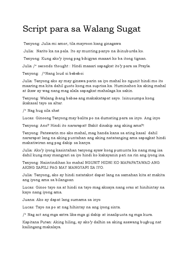Script para Sa Walang Sugat | PDF
