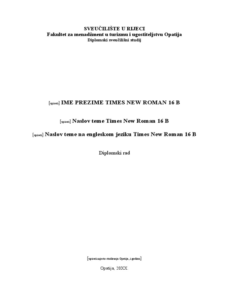 Predložak Za Diplomski Rad | PDF