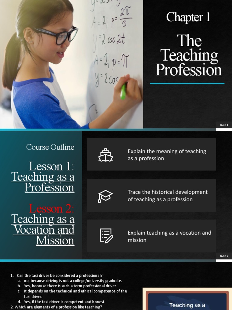Teaching as a Profession and Vocation | PDF | Profession | Teachers