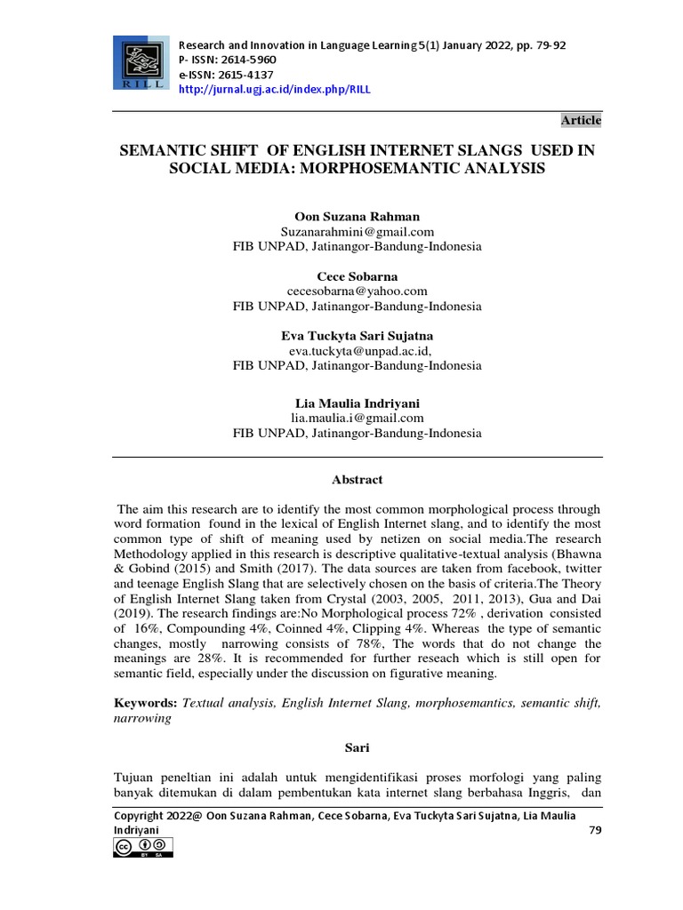 Semantic Shift of English Internet Slangs Used in | PDF | Word ...