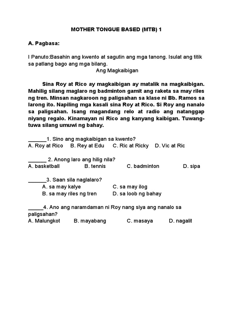 PT - MTB 1 - Q2 | PDF