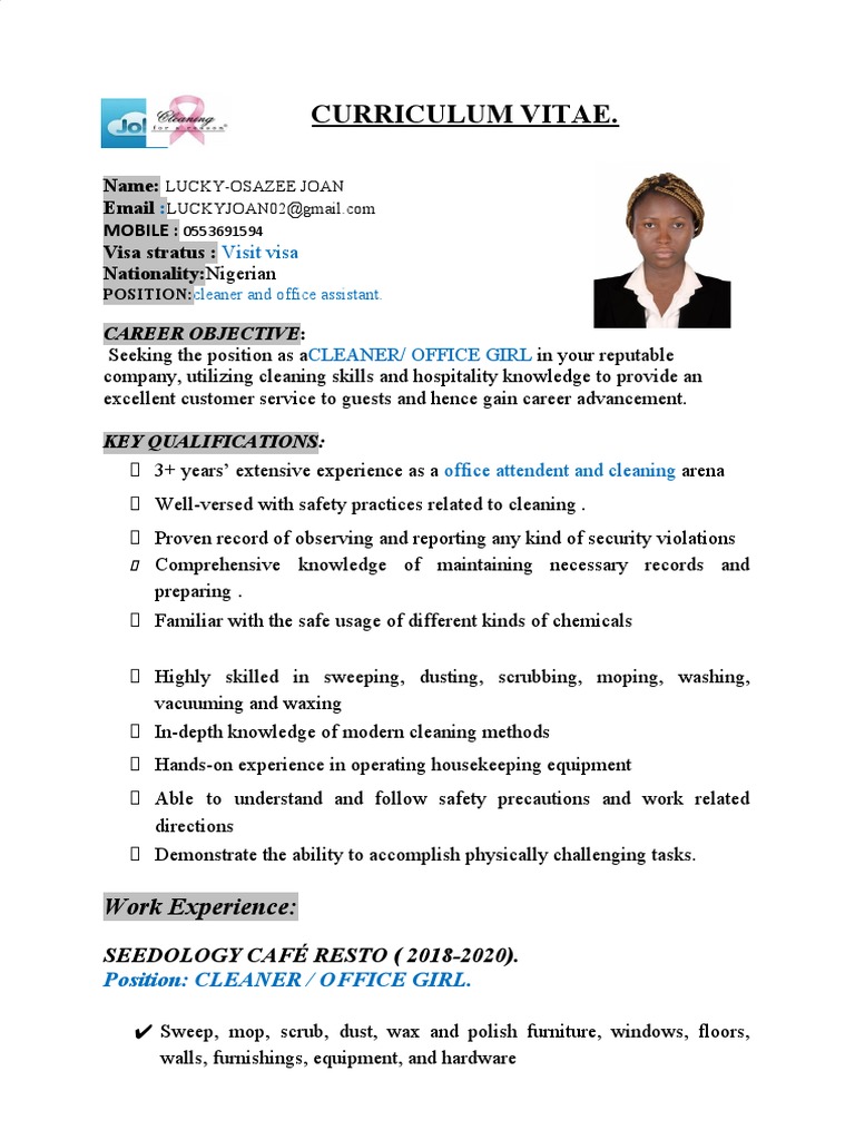 A Clean Slate The Curriculum Vitae Of Lucky Osazee Joan Seeking An