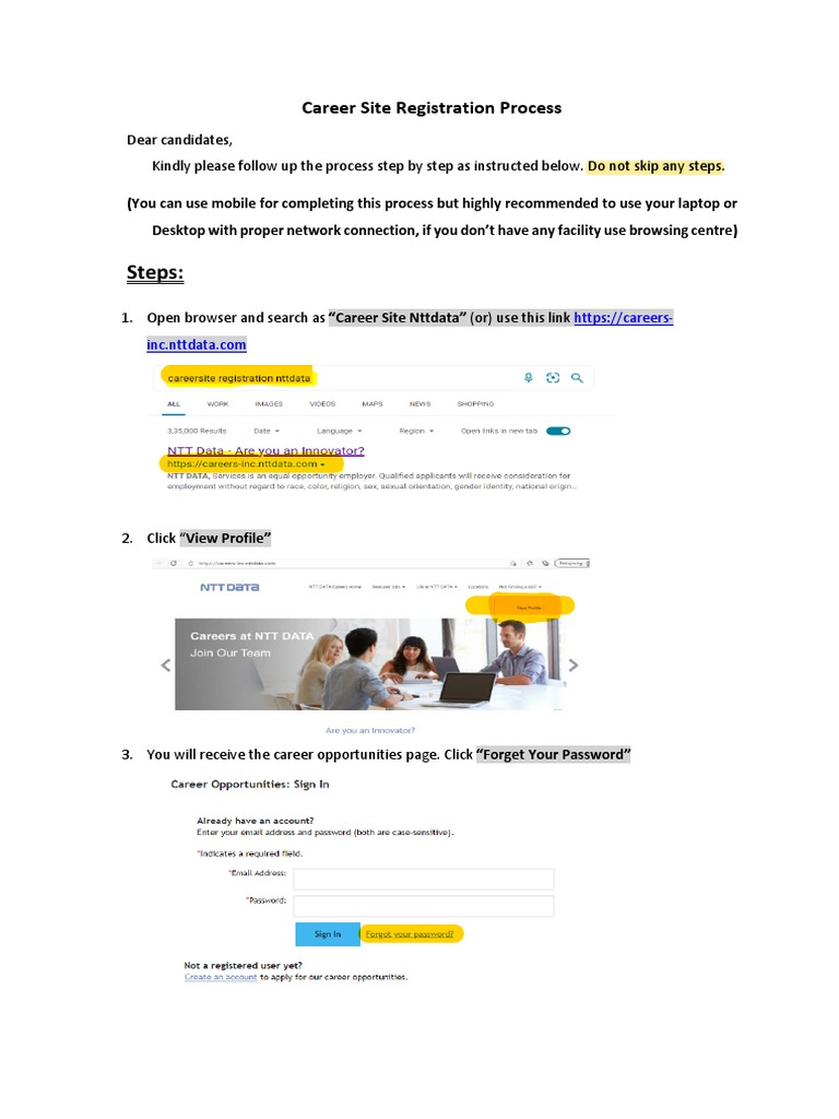 Careersite Registration - With Instruction | PDF | Password | Computing