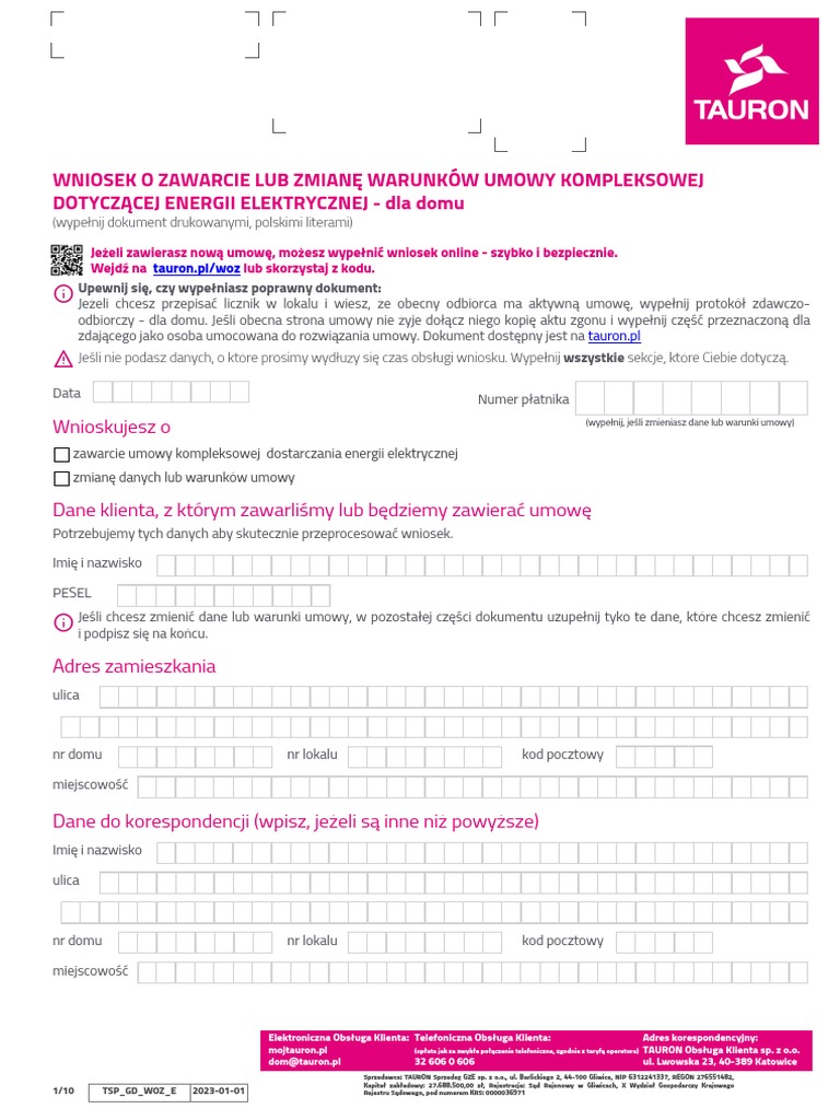 TSP GD WOZ Wniosek o Zawarcie Umowy E | PDF TSP GD WOZ Wniosek o Zawarcie Umowy E | PDF
