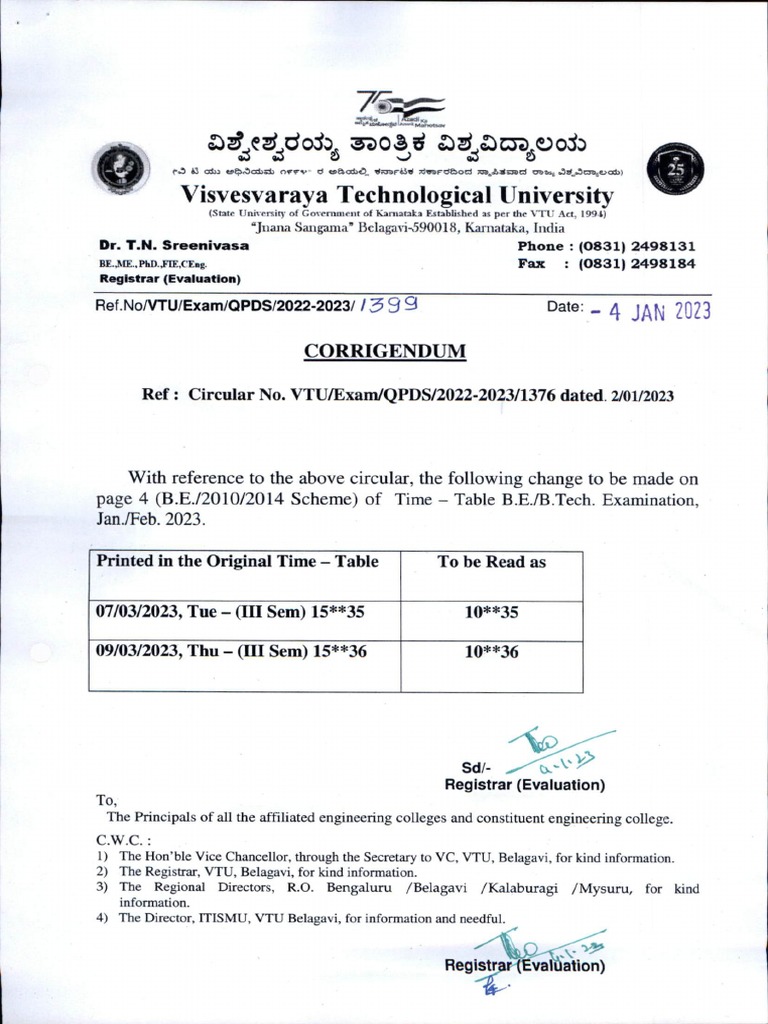 Time Table Letter | PDF
