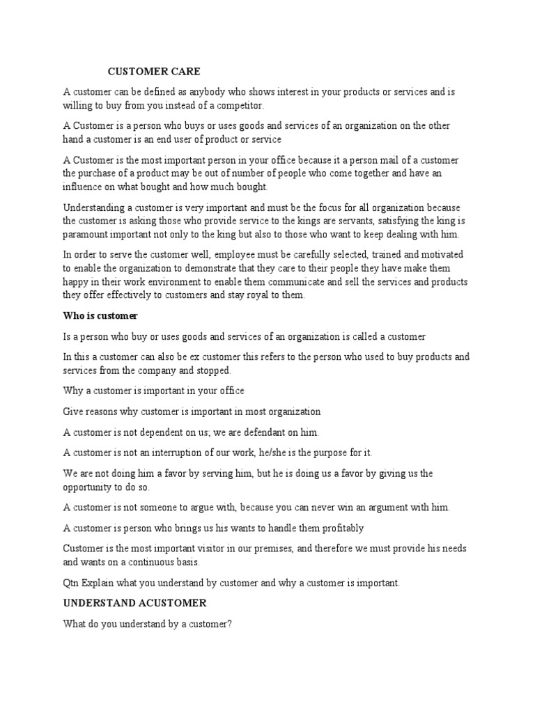 Understanding Customer Care Essentials | PDF | Communication | Customer