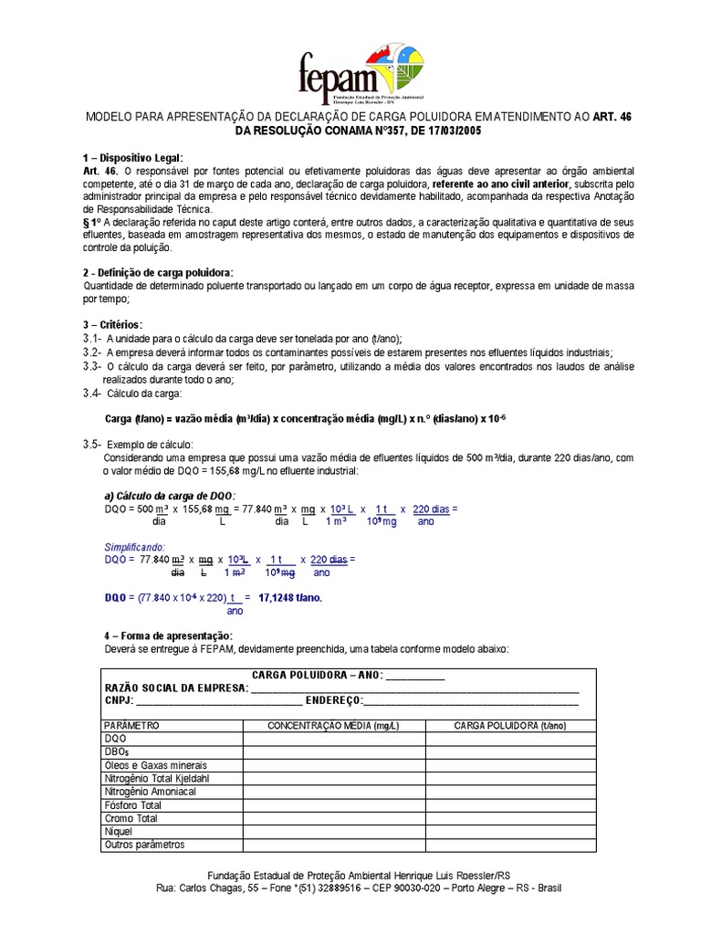 CONAMA N 357 - Carga Poluidora | PDF