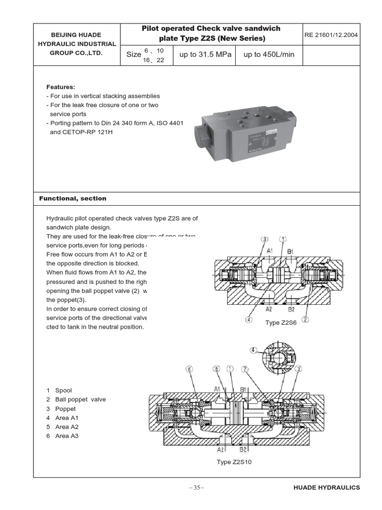 Válvula Check Pilotada Z2S6B-40B (Data Sheet) | PDF