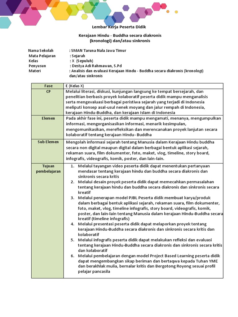 DESTYA ADI RAHMAWAN 109469 Assignsubmission File 4. LKPD PJBL Destya | PDF | Seni