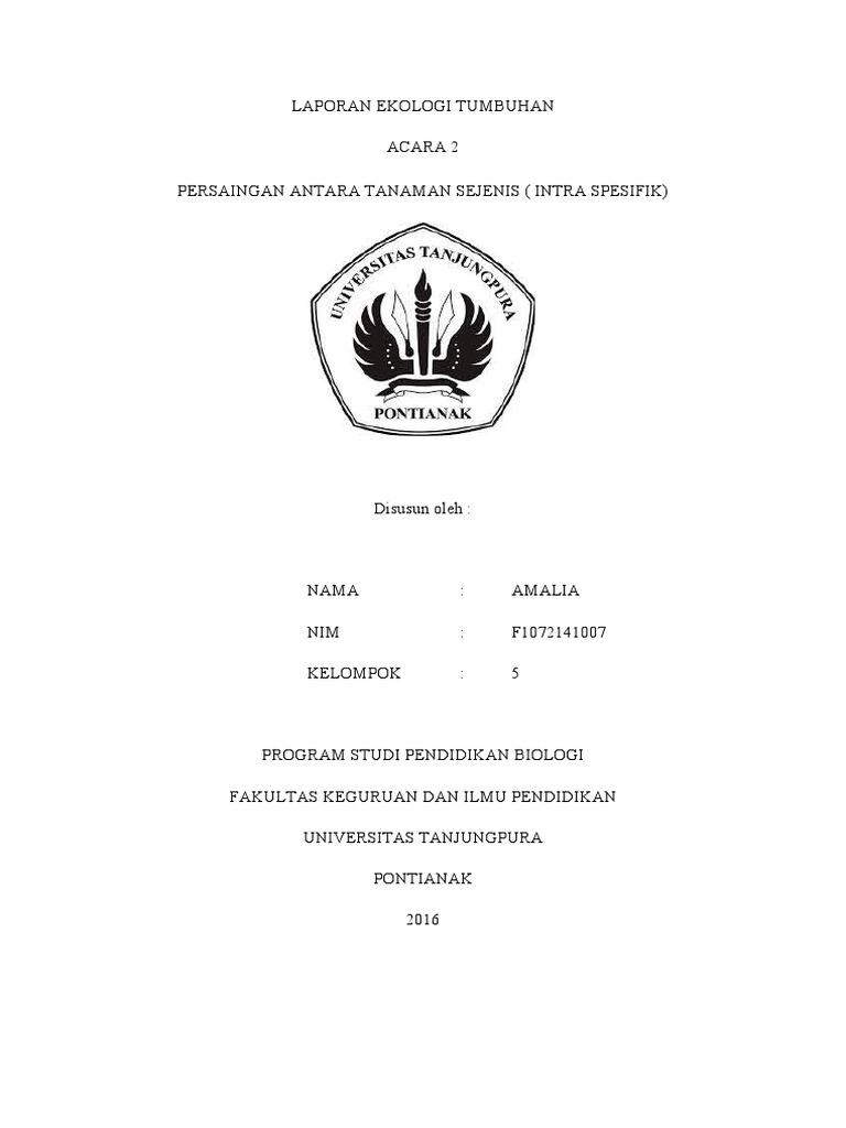 LAPORAN EKOLOGI TUMBUHAN Intra Spesifik | PDF