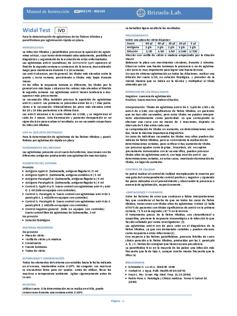 Interpretación del Test de Widal | PDF | Salmonela | Microbiología