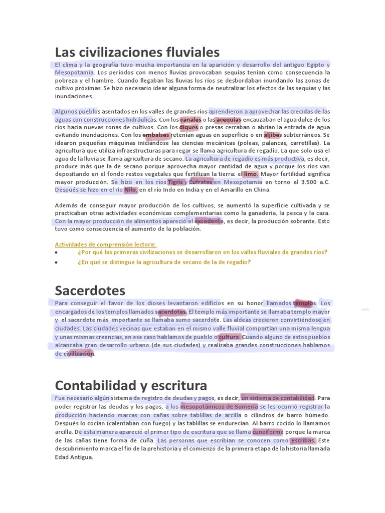 Las Civilizaciones Fluviales 2 Pdf Agricultura Mesopotamia