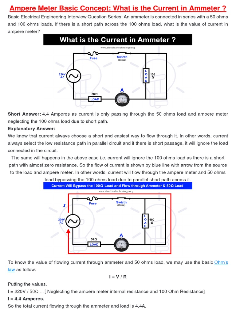 Ampere Meter Basic Concept | PDF | Series And Parallel Circuits ...