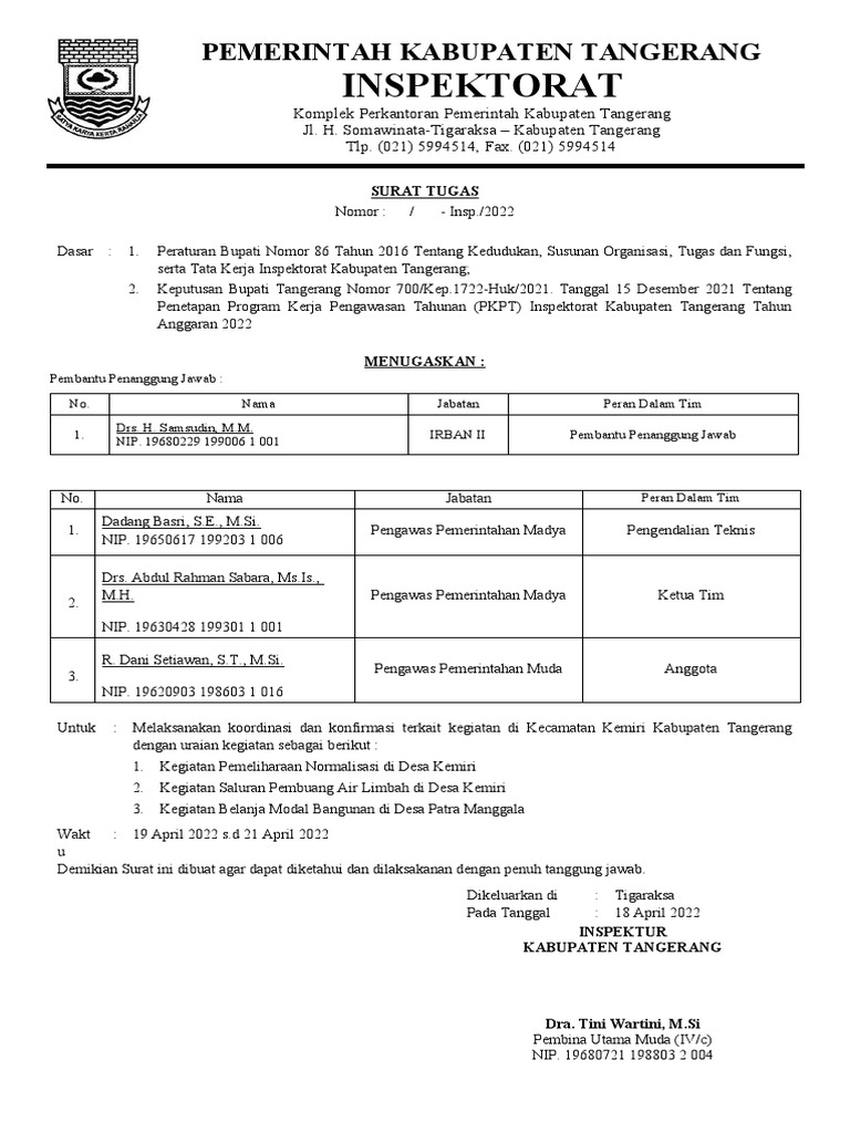 Surat Tuga Contoh | PDF