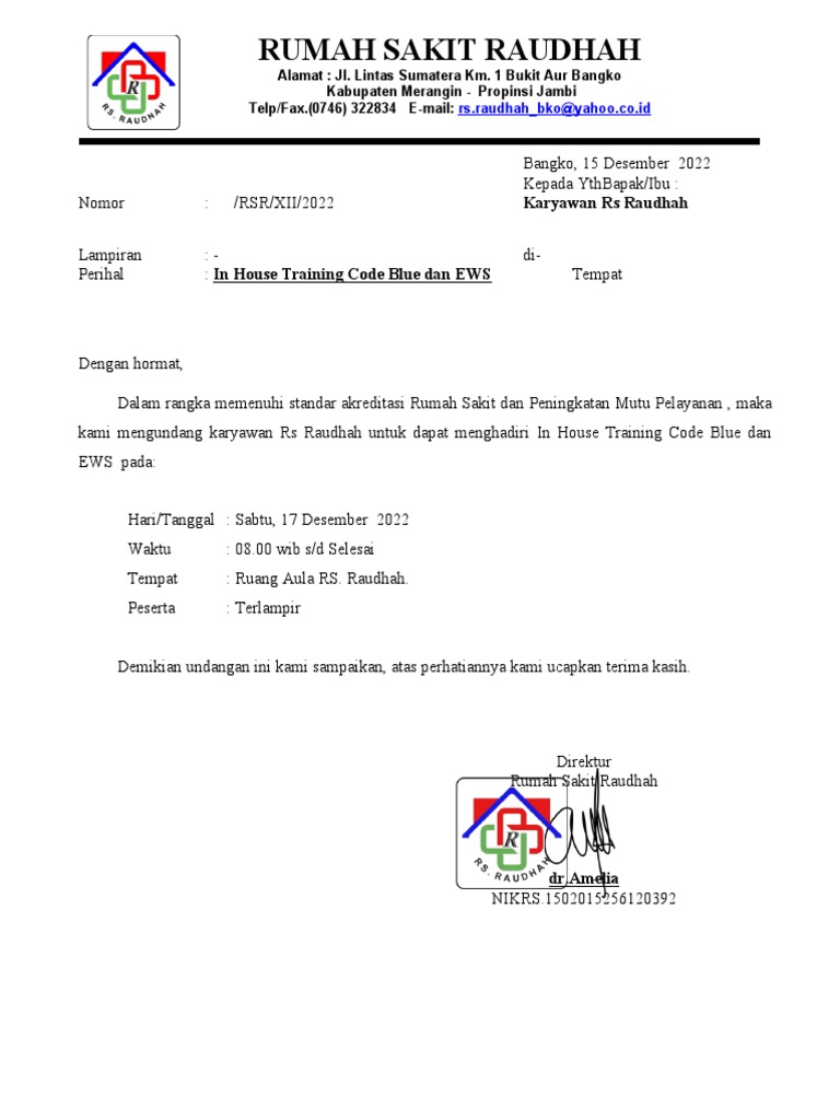 Undangan IHT CODE BLUE | PDF