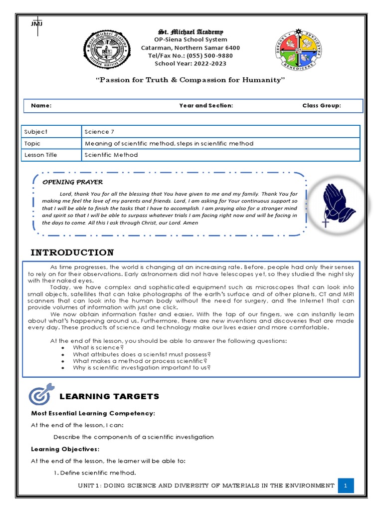 Science 7 Q1L3 | PDF | Hypothesis | Scientific Method