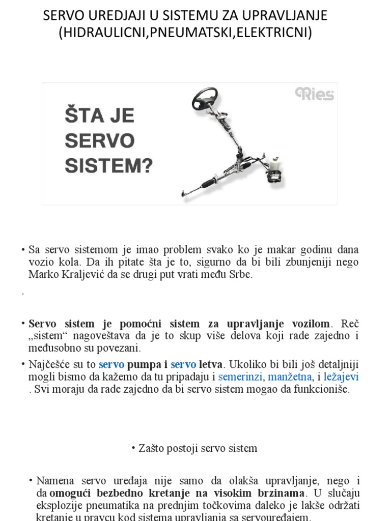 Servo Uredjaji U Sistemu Za Upravljanje | PDF