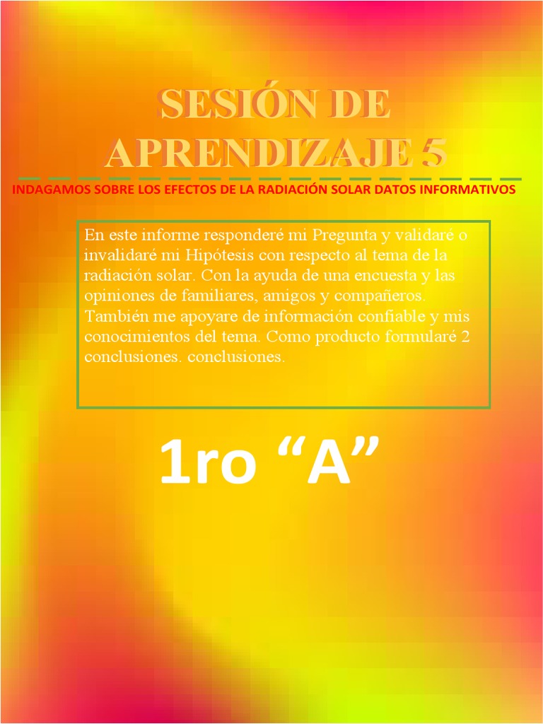 SESIÓN DE APRENDIZAJE 5 Radiacion Carlos | PDF SESIÓN DE APRENDIZAJE 5 Radiacion Carlos | PDF