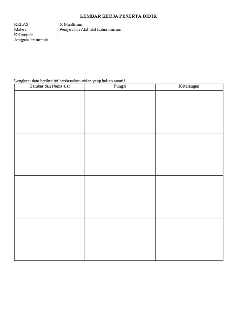 LKPD Kelas X Alat-Alat Labolatorium | PDF