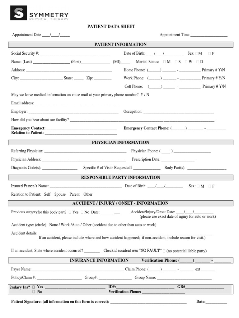 Symmetry Data Sheet 12 12 | PDF | Physician | Medicine