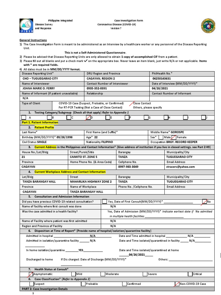 CIF Forms-Word | PDF | Respiratory Diseases | Causes Of Death