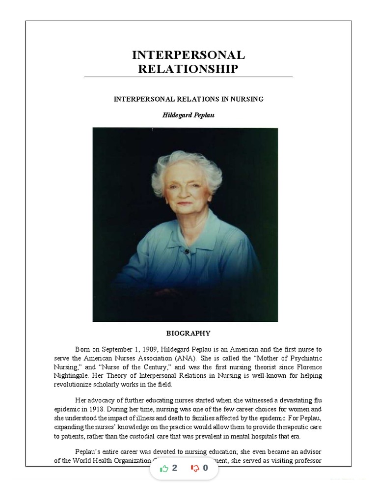 Hildegard Peplau Interpersonal Relations in Nursing - Compress | PDF | Nursing | Cognitive Science