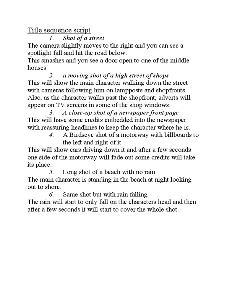 title sequence script | PDF
