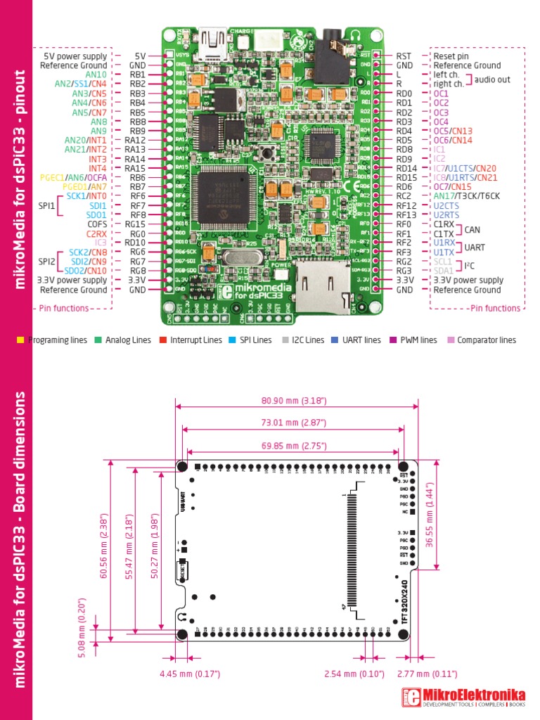 Mikromedia Dspic33 Pinout v110 | PDF | Electronics | Computer Engineering