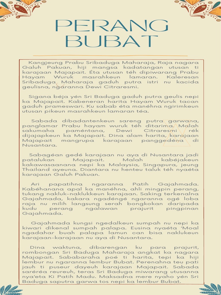 Sinopsis Perang Bubat | PDF