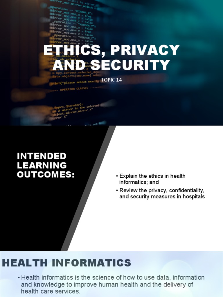 Ethics, Privacy, Security | PDF | Health Informatics | Privacy