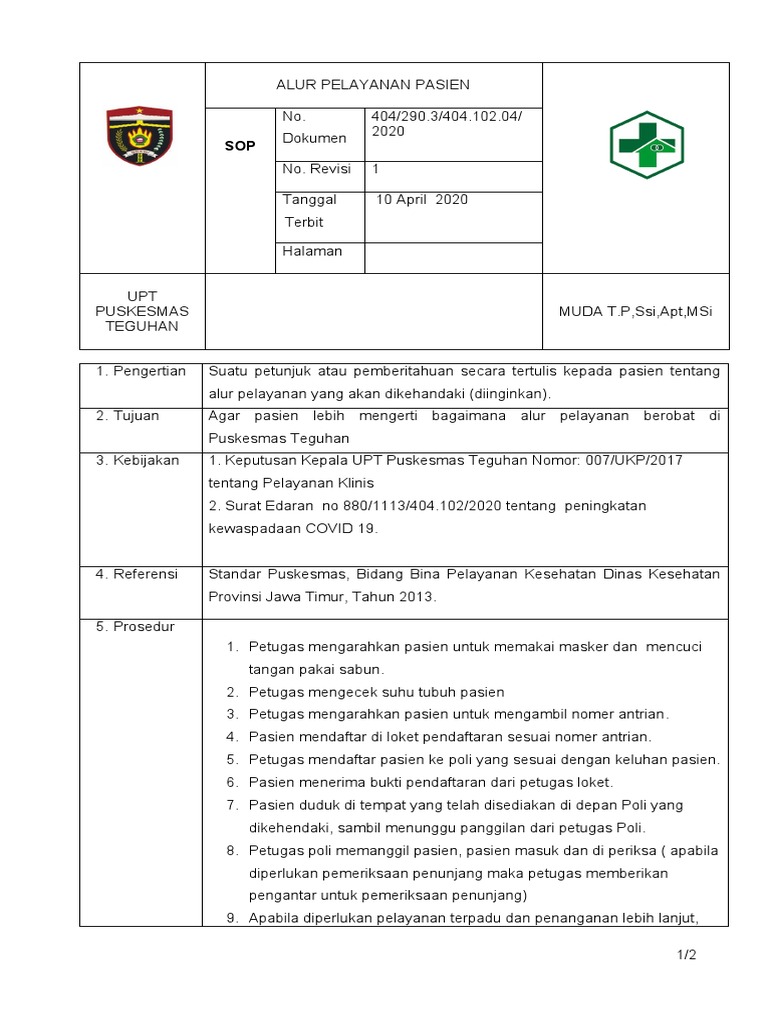 Sop Alur Pelayanan Revisi 2020 | PDF
